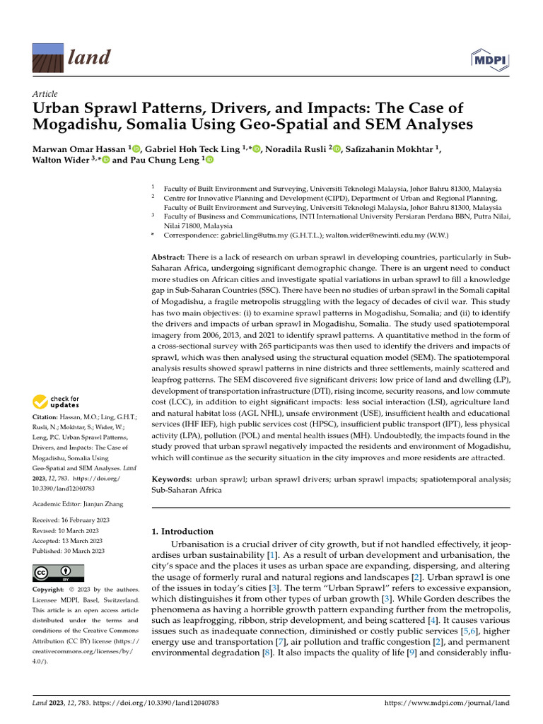 Urban Sprawl Patterns, Drivers, and Impacts The Case of | PDF | Structural Equation Modeling ...