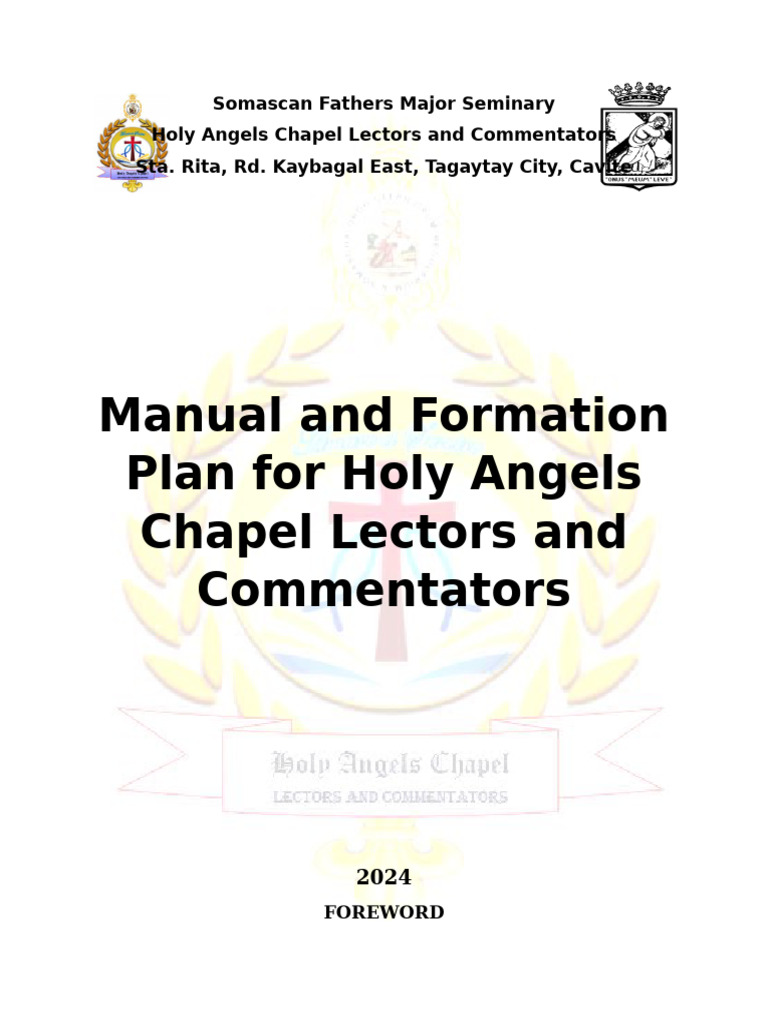 Manual and Formation Plan of Lectors and Commentators of The Holy Angels Chapel | PDF | Catholic ...