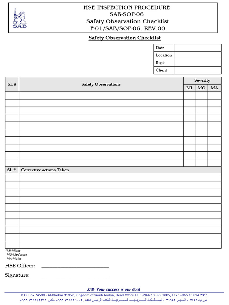 Rig T-217 Safety Observation. 31-10-2024 | PDF | Manufactured Goods ...