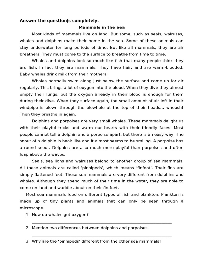 G4 READING TT 1 MT 2 S 1 | PDF | Pinniped | Whales