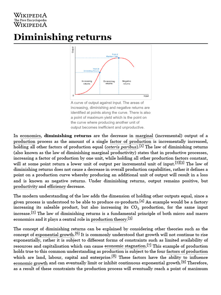 Diminishing Returns in Economics | PDF | Business | Trade