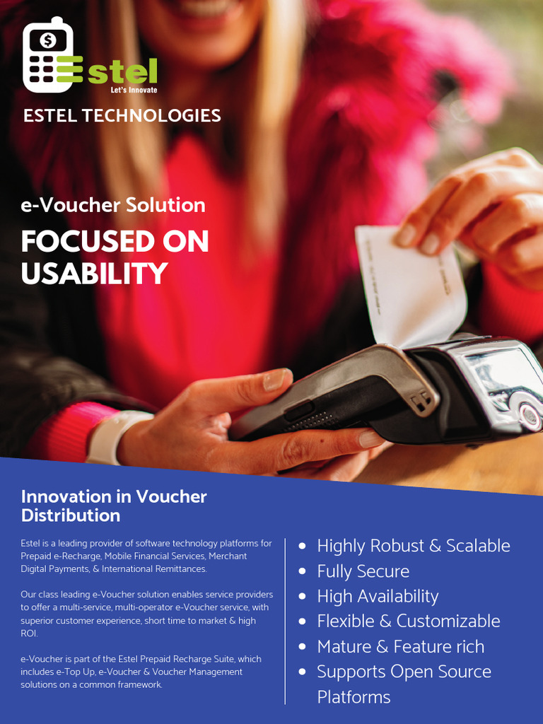 Estel - E-Voucher Brochure | PDF | Point Of Sale | Voucher