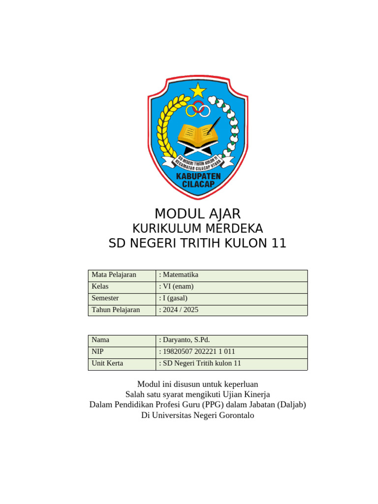 Modul Ajar MTK Observasi Kls 6 Pecahan Jadi Desimal Daryanto | PDF