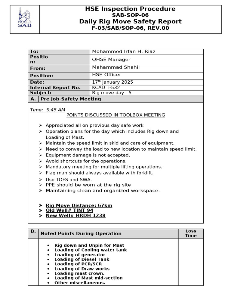 Day 5 Safety Report of KCAD, T-532 - 17th January 2025 | PDF