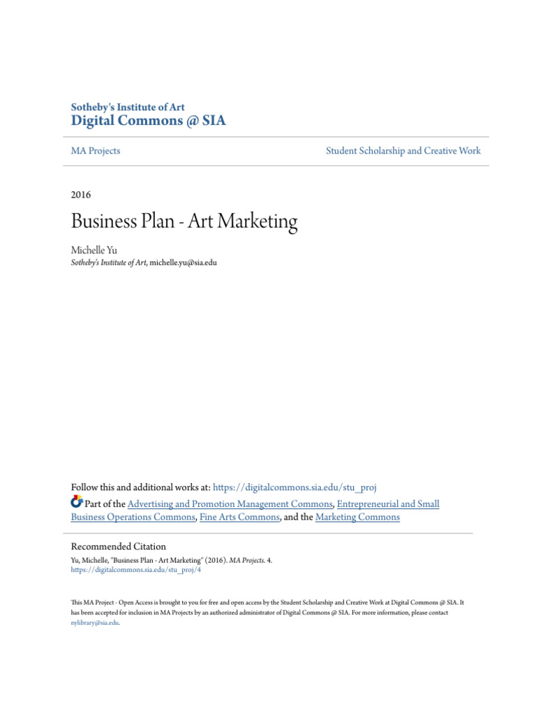 Business Plan - Art Marketing | PDF | Sales | Marketing