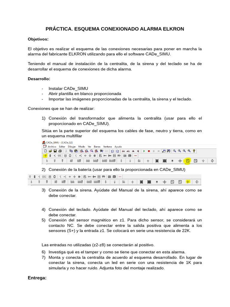 Práctica Esquema Conexionado y Montaje Alarma Elkron | PDF