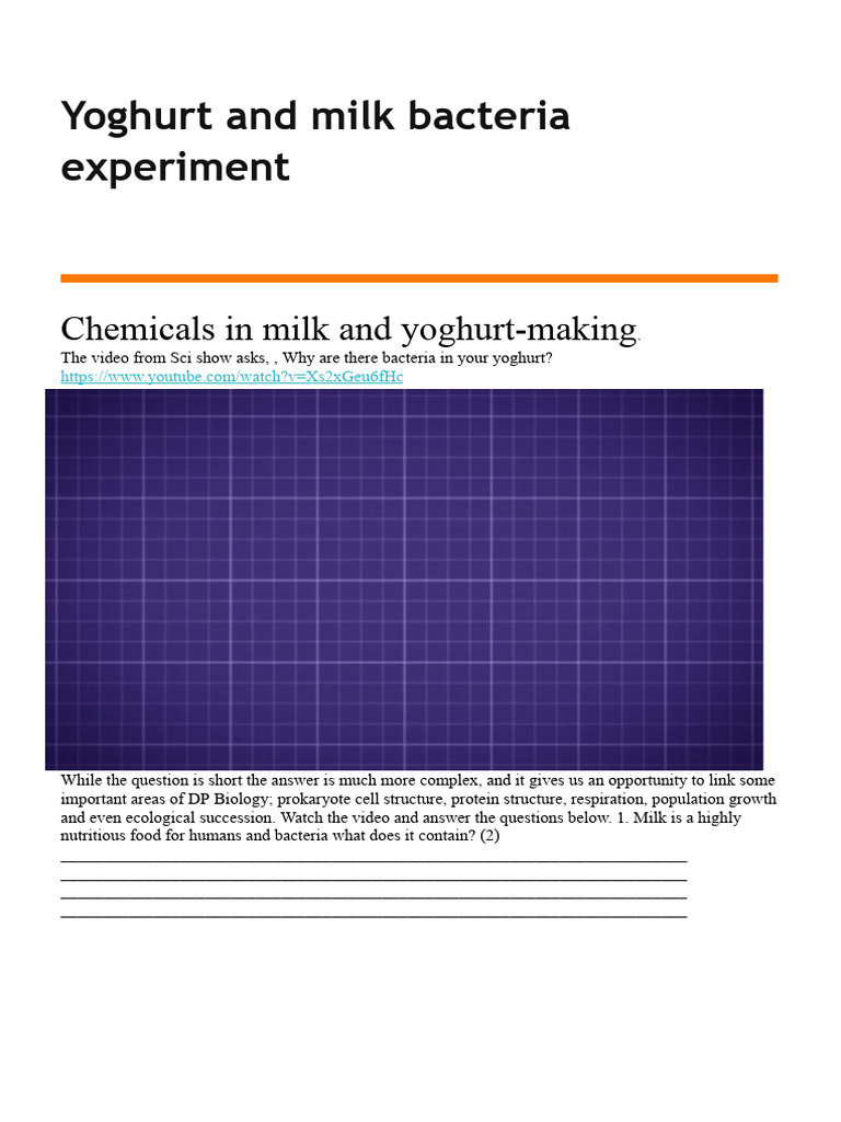 Yoghurt and Milk Bacteria Experiment | PDF | Milk | Yogurt