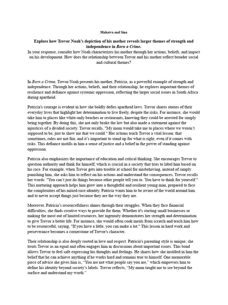 Language and Literature Essay Task_ Born a Crime (1) | PDF | Love ...
