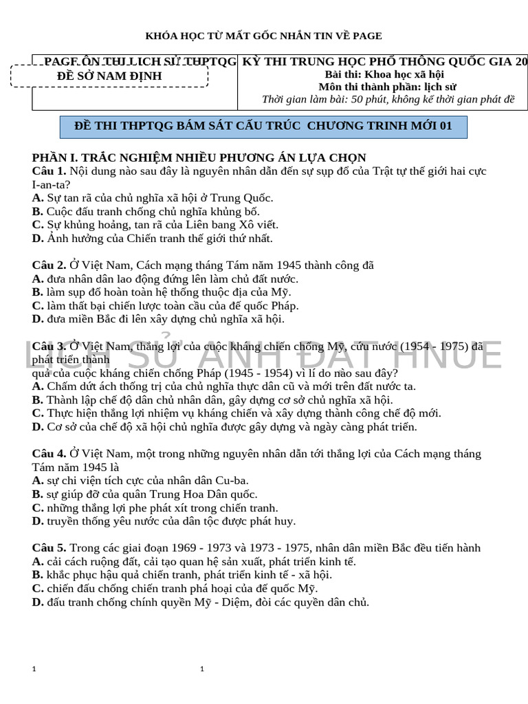 ĐỀ SỞ NAM ĐỊNH | PDF