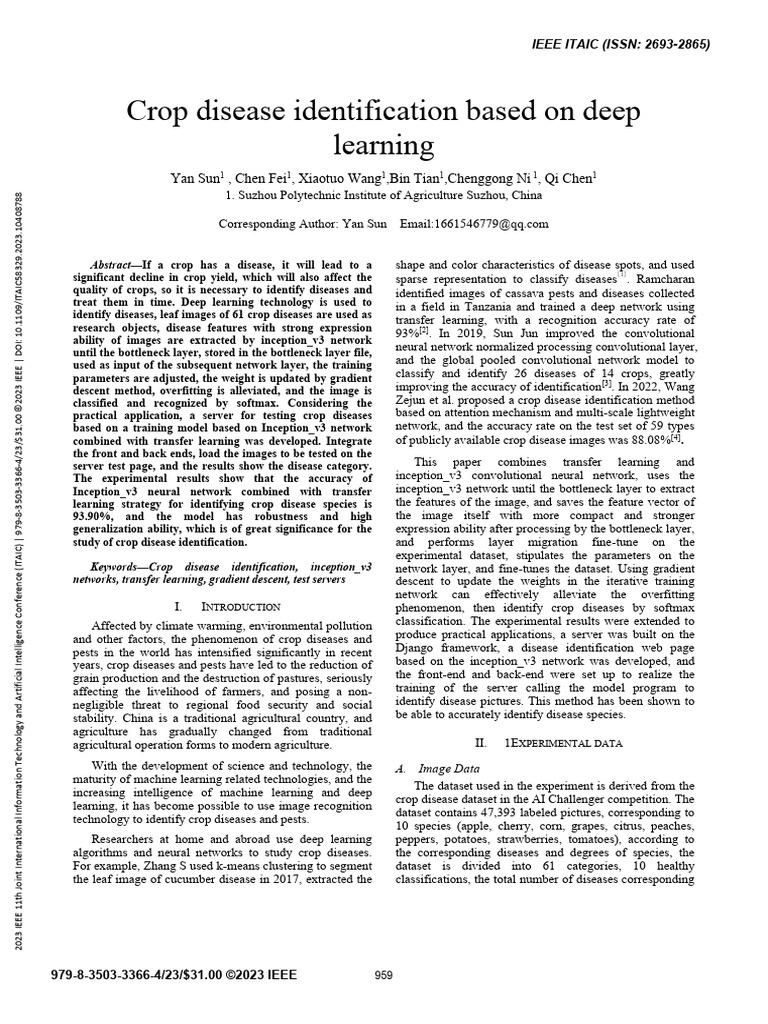 Crop Disease Identification Based On Deep Learning | PDF | Deep ...