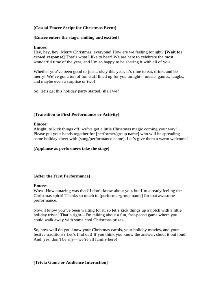 Casual Emcee Script for Christmas Party | PDF | Christmas | Christmas ...