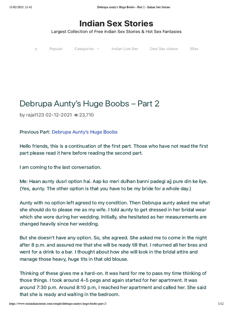 Debrupa Aunty's Huge Boobs - Part 2 - Indian Sex Stories | PDF | Bride | Bra