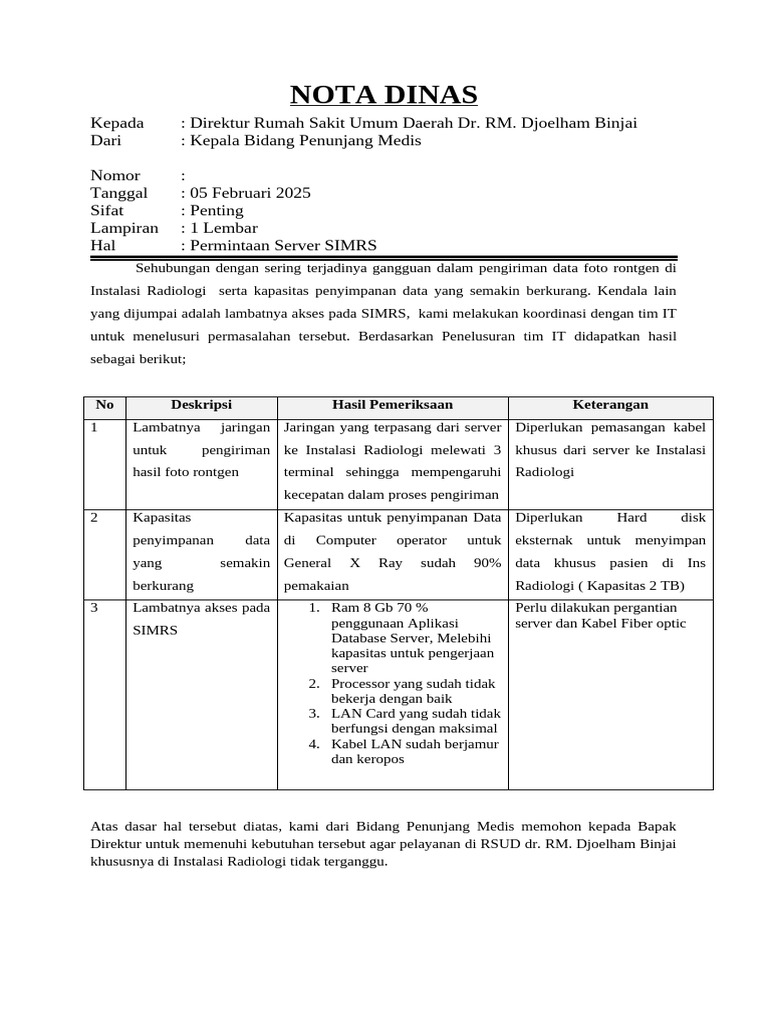 Nota Dinas Permintaan Barang Baru CCTV 2024 | PDF