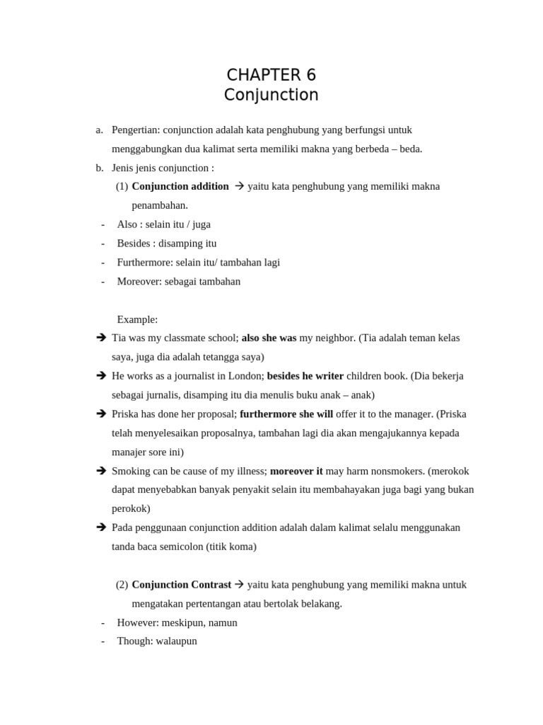 Jenis-Jenis Conjunction dalam Bahasa Inggris | PDF