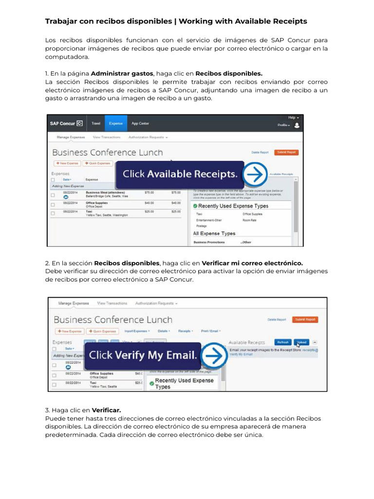 Cómo gestionar recibos en SAP Concur | PDF | Ventana (informática ...