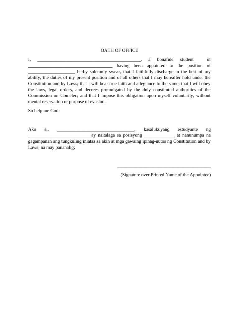OATH OF OFFICE | PDF