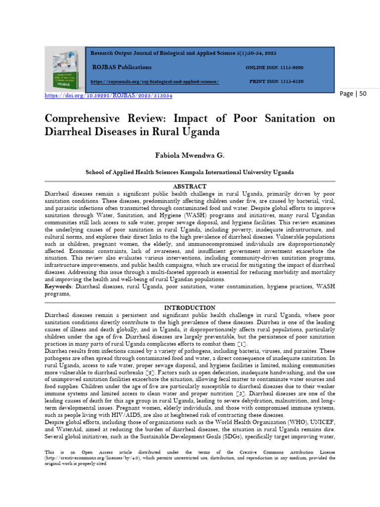 Comprehensive Review: Impact of Poor Sanitation On Diarrheal Diseases ...