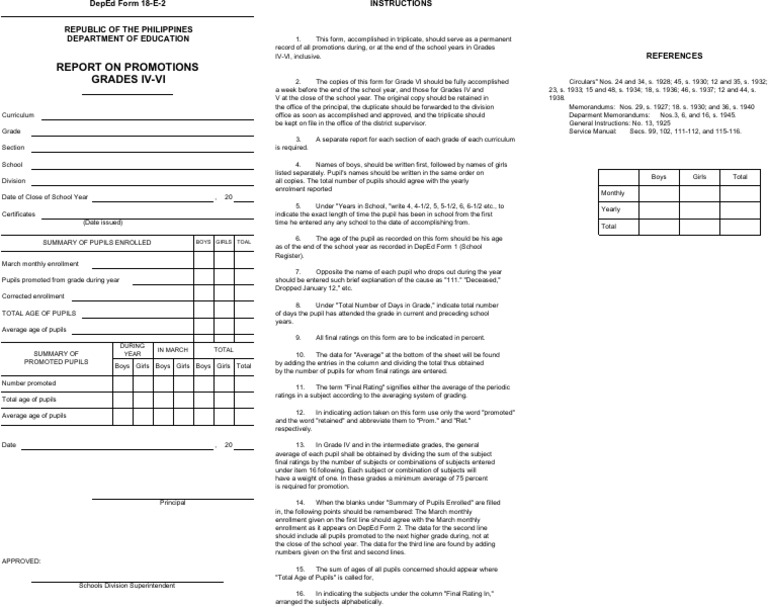 DepEd Form 18 E 1 | PDF