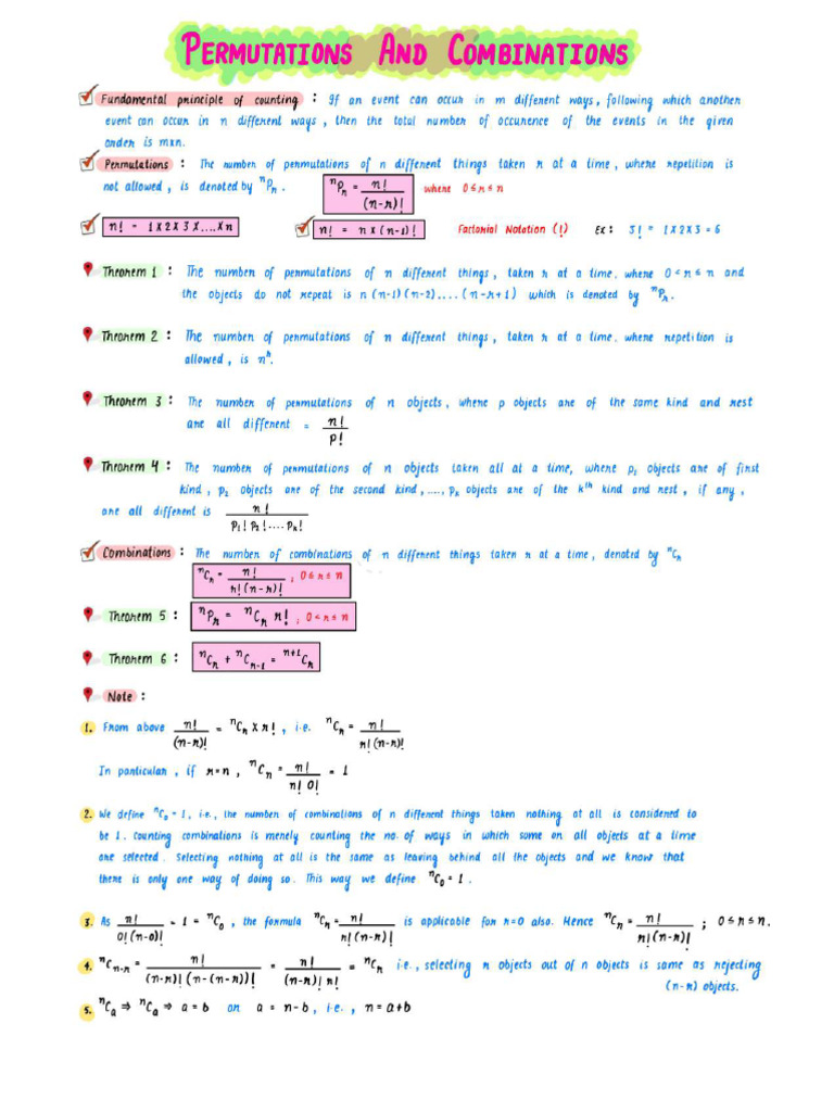 PERMUTATIONS AND COMBINATIONS | PDF