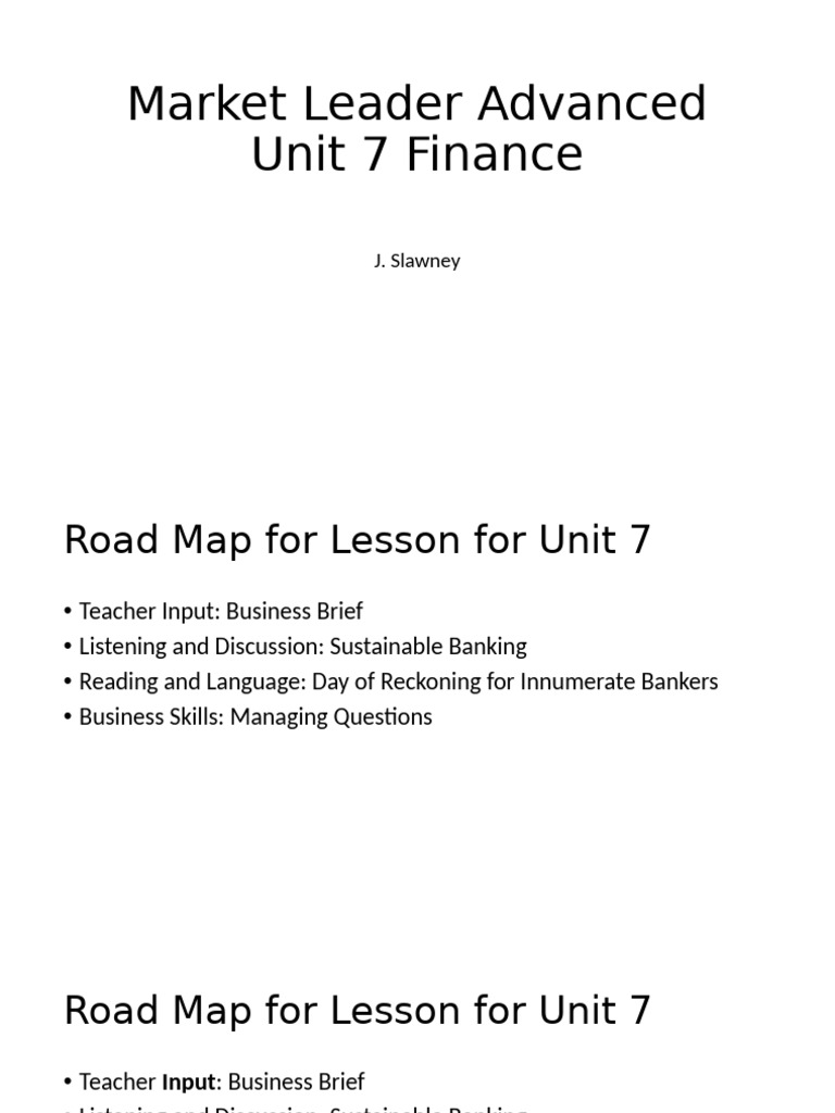 Market Leader Advanced Unit 7 | PDF | Banks | Investing