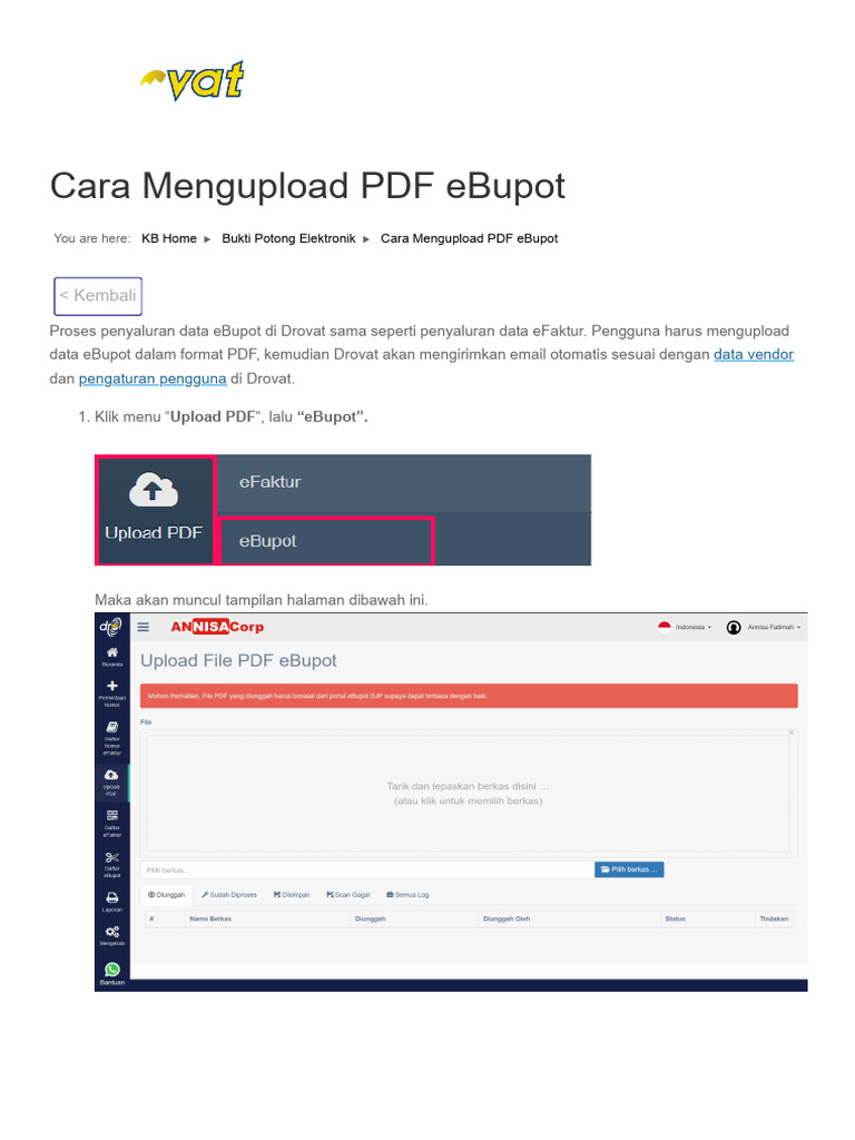 Cara Mengupload PDF eBupot – Panduan Penggunaan | PDF