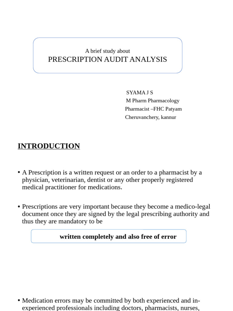 Prescription Audit Study Guide | PDF | Medical Prescription | Pharmacy