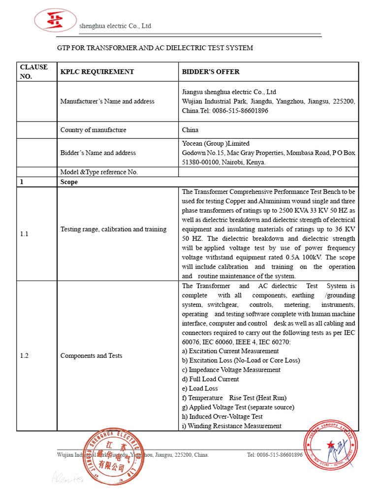 GTP FOR TRANSFORMER AND AC DIELECTRIC TEST SYSTEM final Version ...