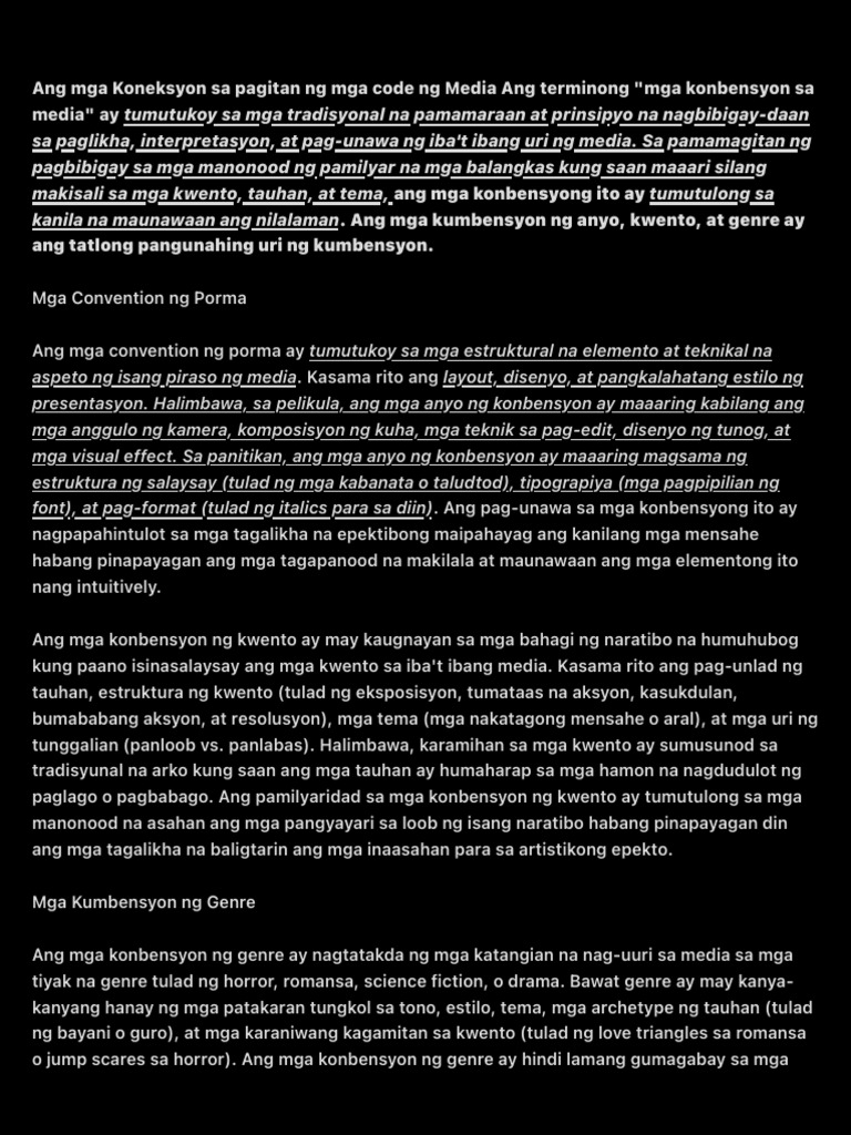 Ang Mga Koneksyon Sa Pagitan NG Mga Code NG Media Ang Terminong Mga | PDF