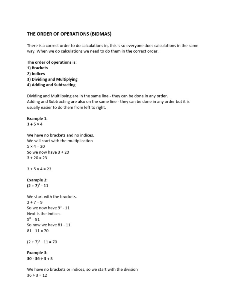 Math Exercise 9 THE ORDER OF OPERATIONS | PDF