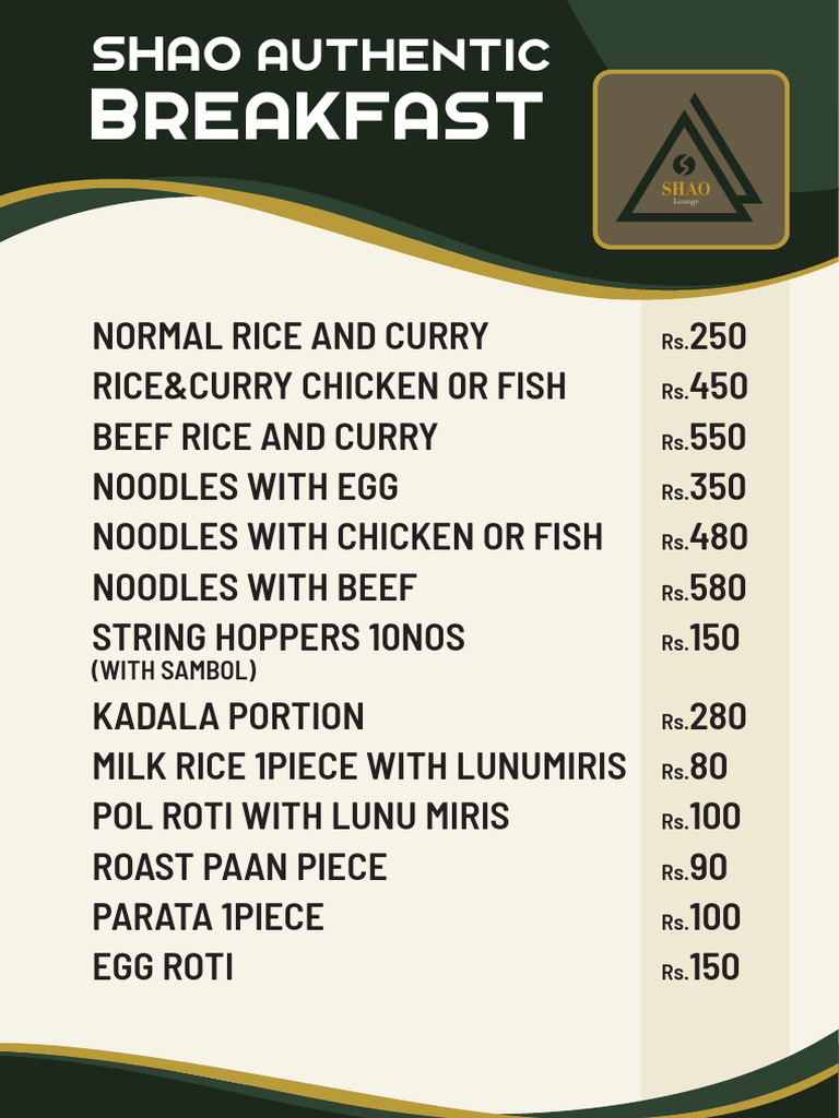 Authentic Sri Lankan Menu Options | PDF