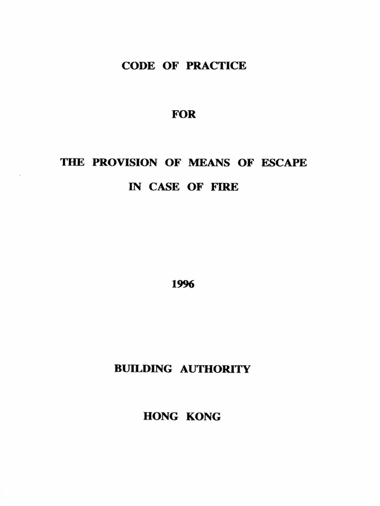 Code of Practice For The Provision of Means of Escape in Case of Fire | PDF