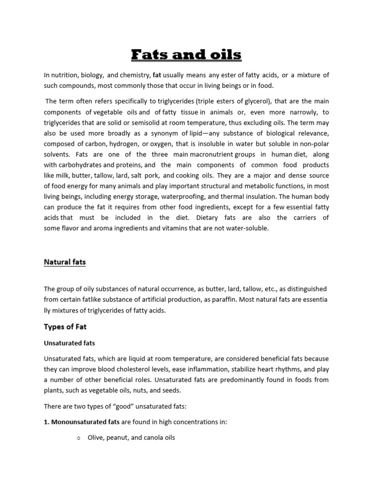 Understanding Fats and Oils in Nutrition | PDF | Fat | Margarine