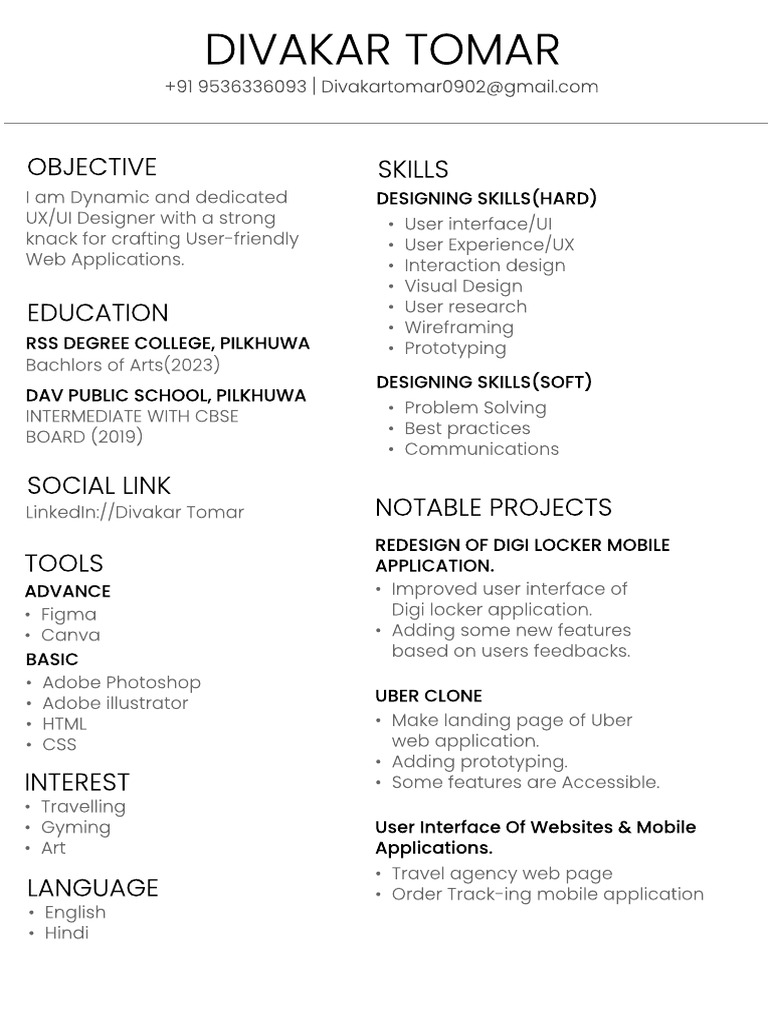 Divakar Tomar - Resume | PDF