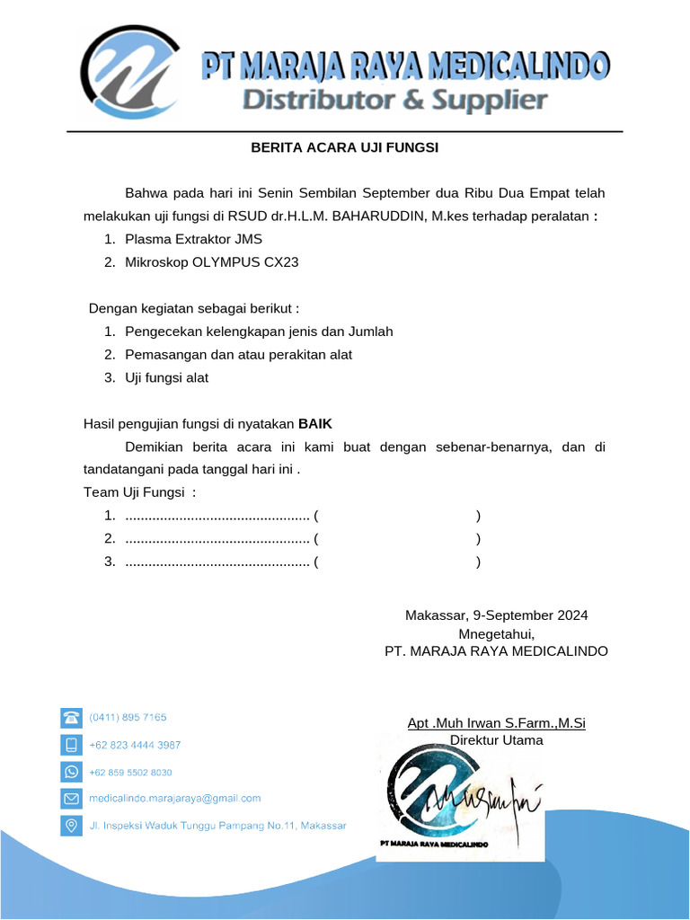 CONTOH KOP SURAT PT. MARAJA | PDF