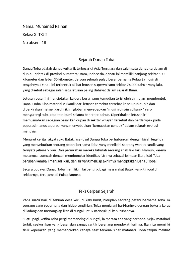 Teks Cerpen Sejarah Muhamad Raihan | PDF