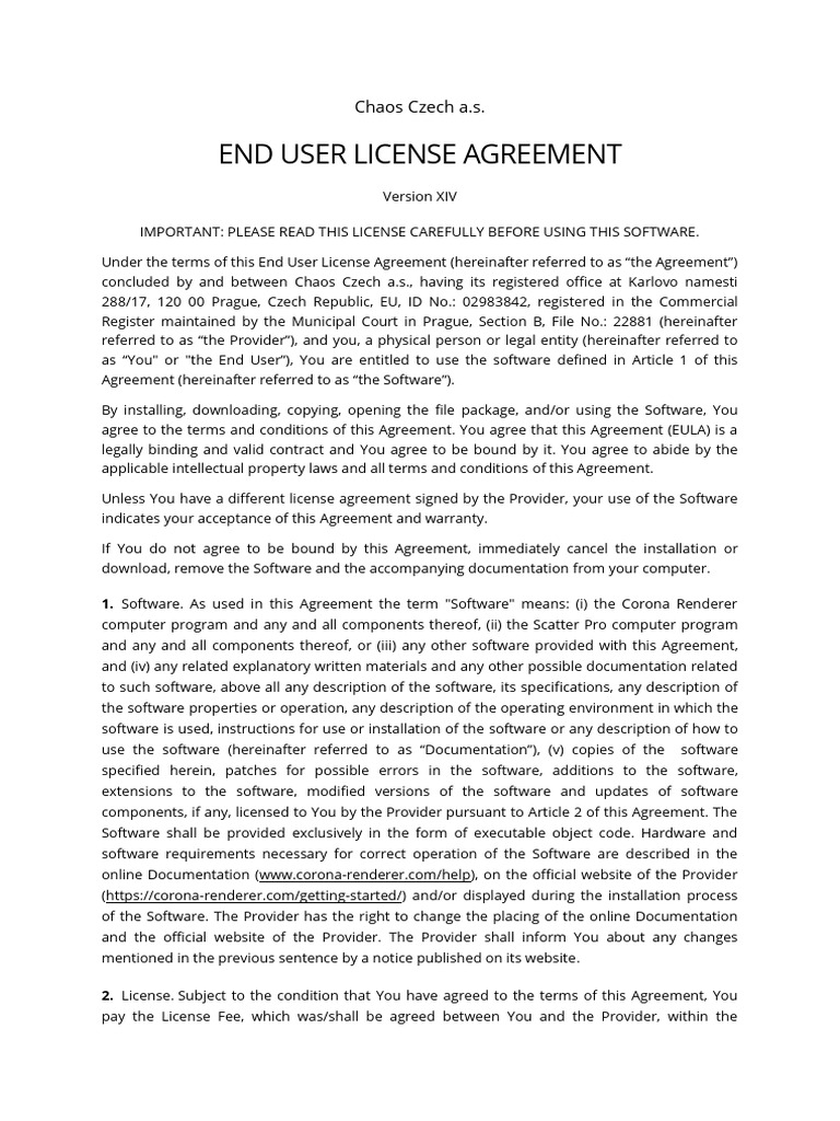 Corona Renderer License (Version XIV) | PDF | Legal Liability | Copyright