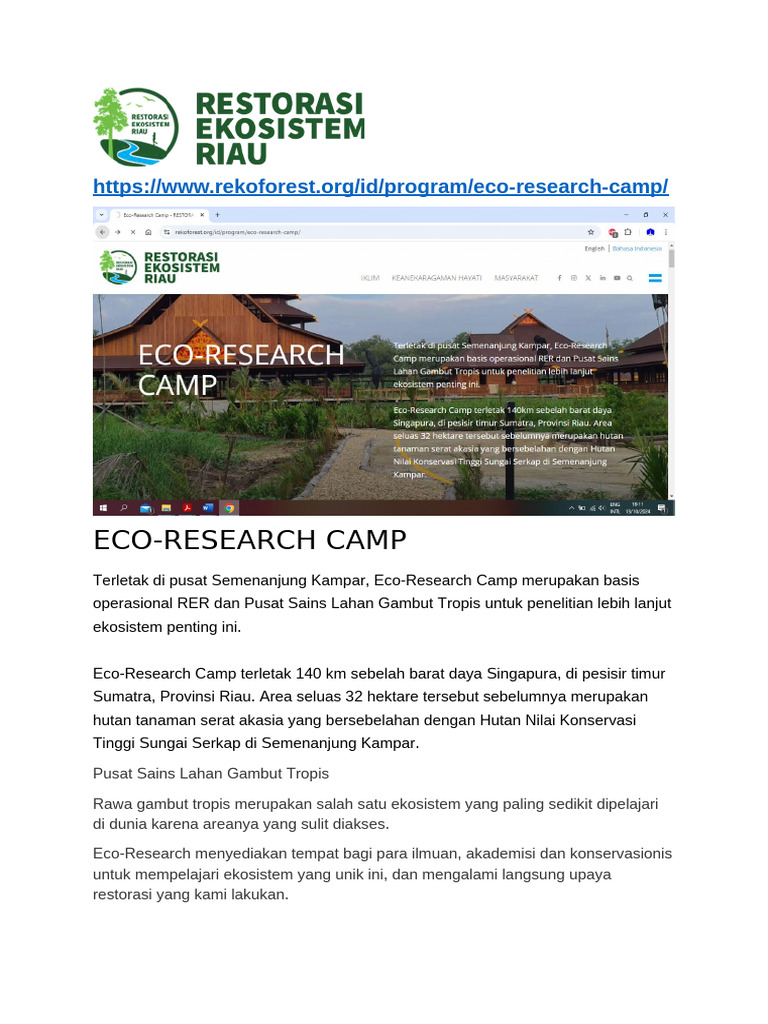 1. Restorasi Ekosistem Riau (RER) | PDF