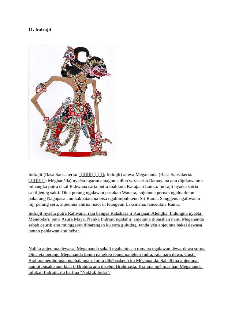 Indrajit Wayang | PDF