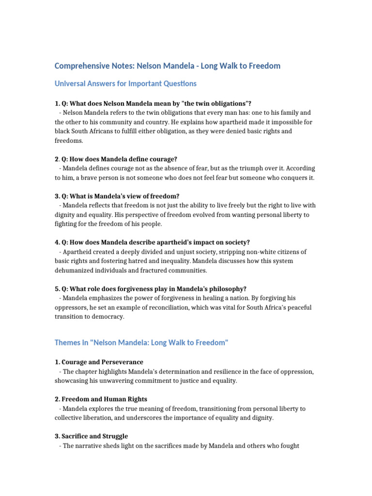 Mandela's Insights on Freedom and Courage | PDF | Nelson Mandela ...