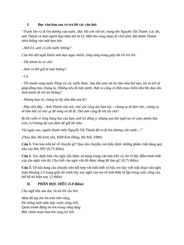 đọc hiểu hk2 | PDF