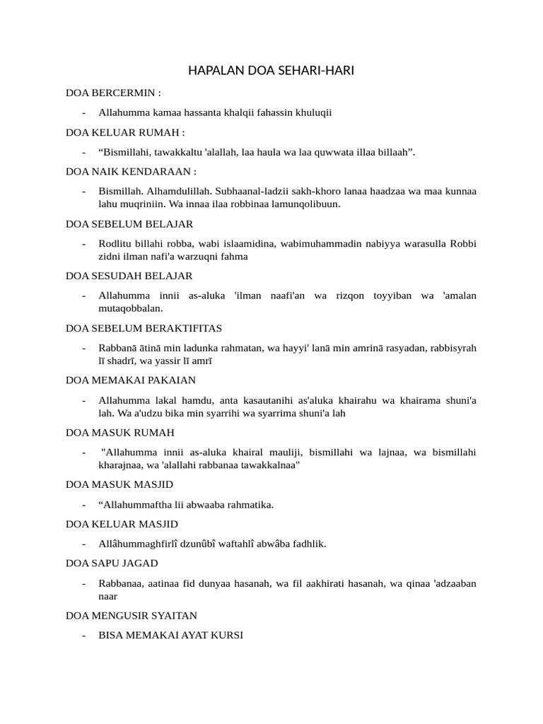 Hapalan Doa Sehari2 Lagi | PDF