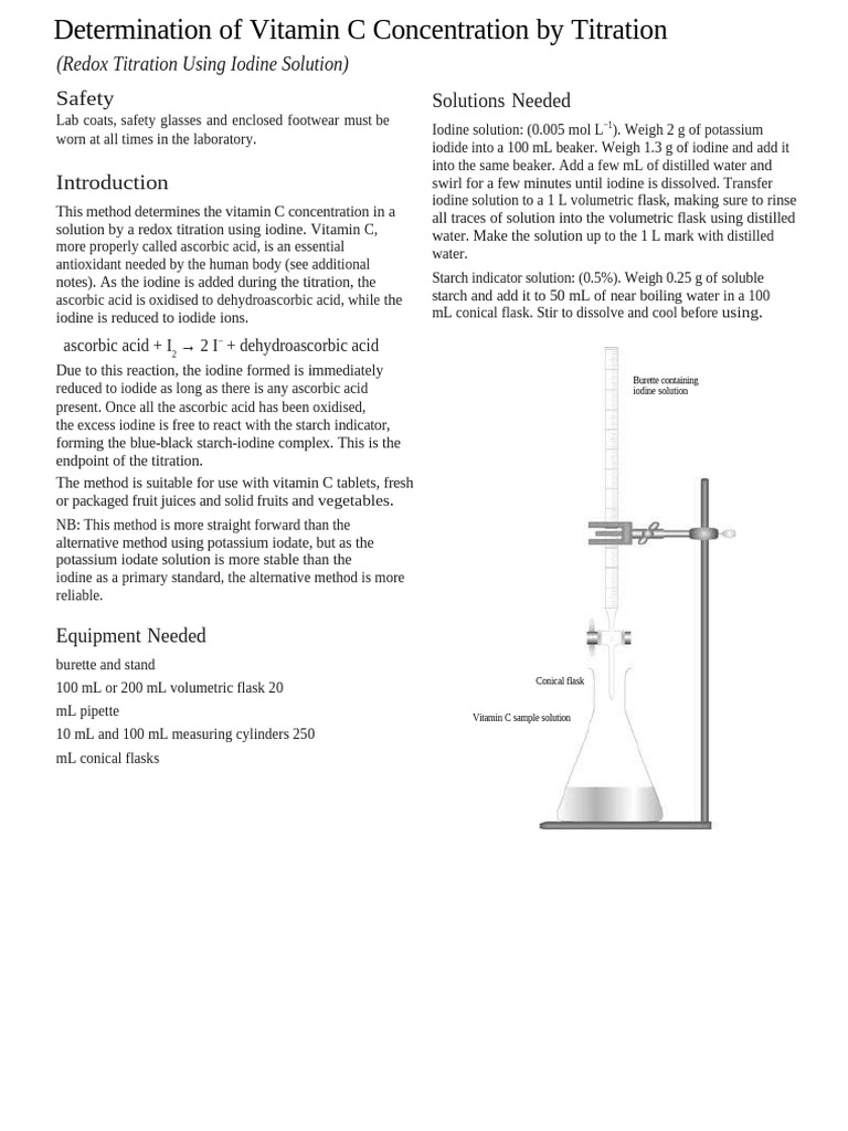 Food Chemistry Practicals | PDF | Titration | Chemistry