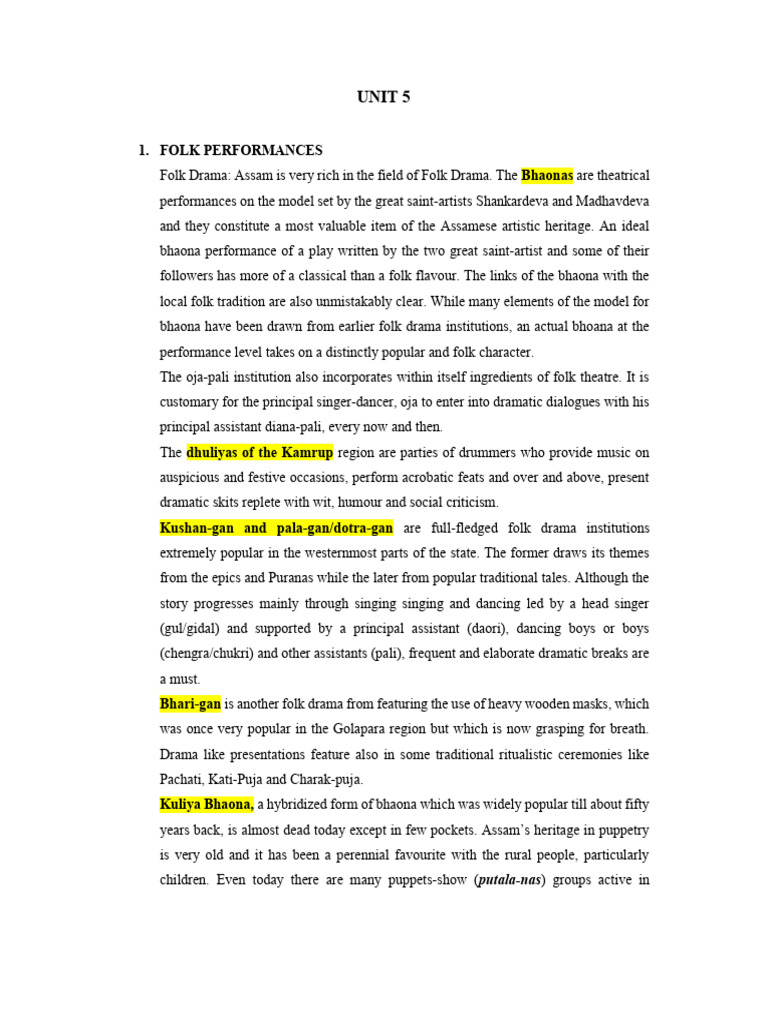 Assam's Rich Folk Drama and Dance Traditions | PDF | Dances | Mask