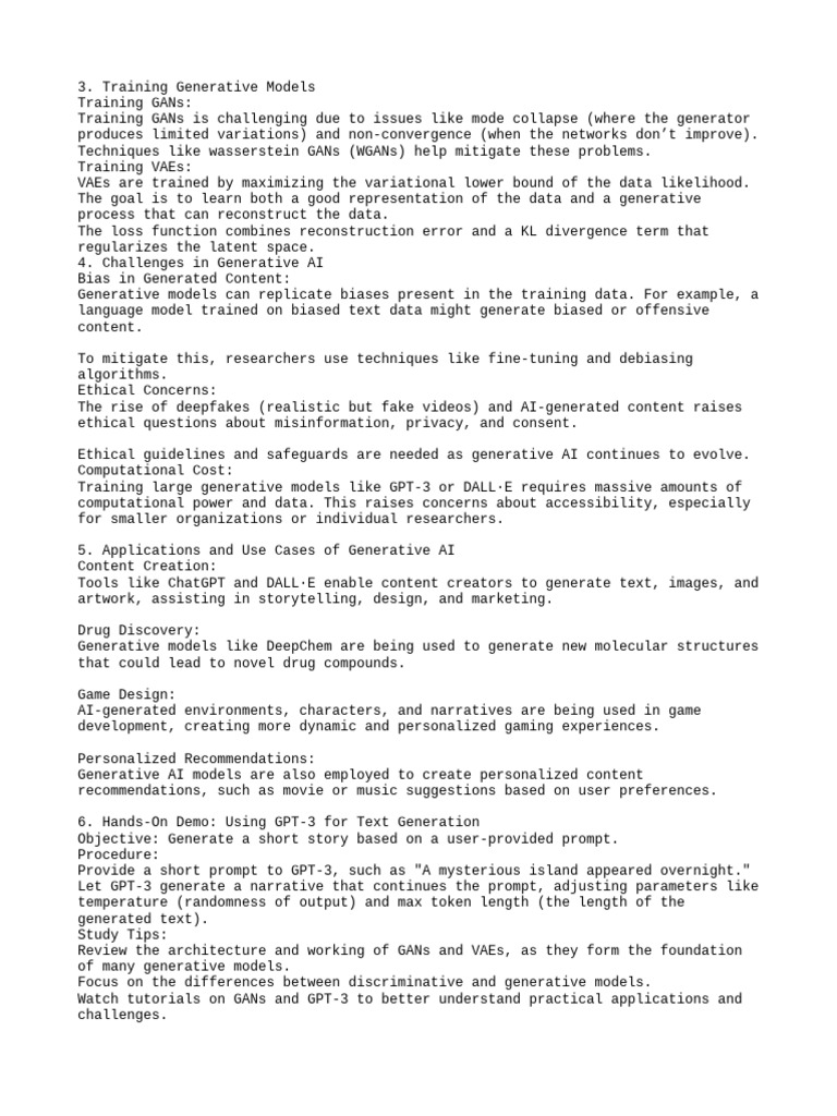 Training and Challenges in Generative AI | PDF | Artificial ...