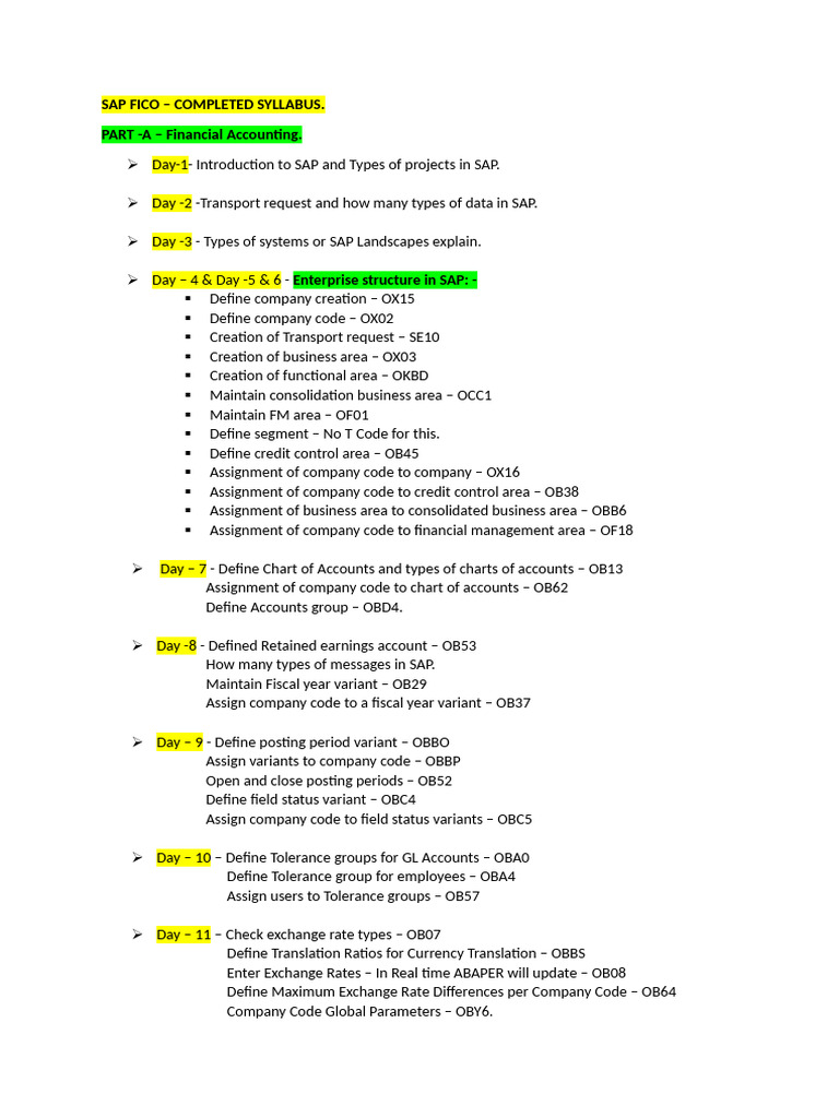 Sap Fico Syllabus Pdf Accounts Payable Business