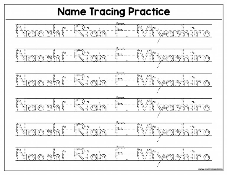 Name Tracing Practice 6A10 27C2 E1FD | PDF