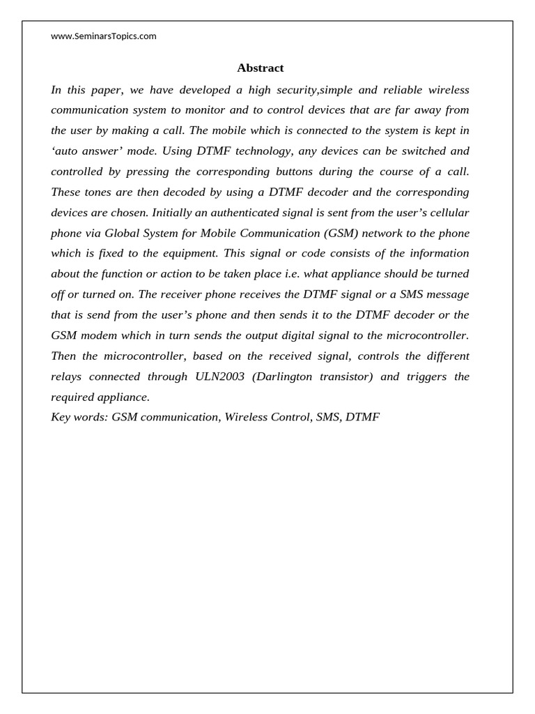 GSM Based Remote Switching System 8671 ASr8vT2 | PDF | Microcontroller | Relay