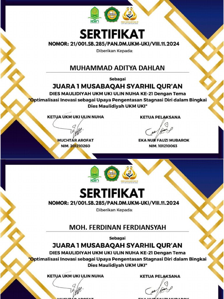 Sertifikat MSQ | PDF