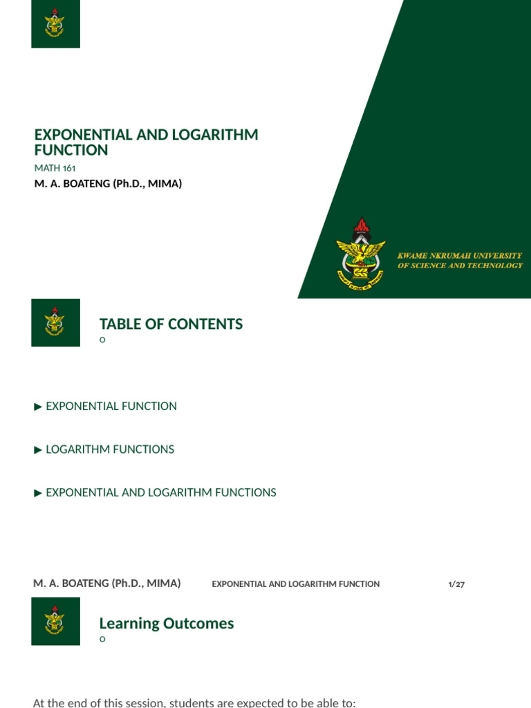 Exponential Function - CSM161 | PDF | Exponential Function | Function (Mathematics)