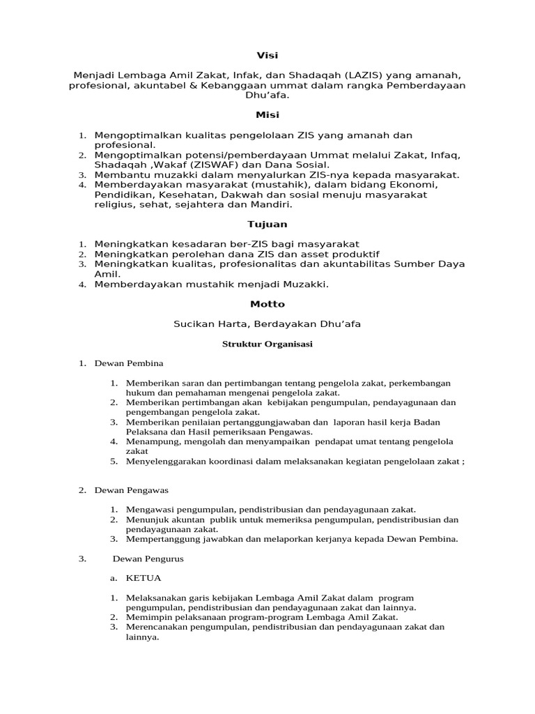 Visi Misi LAZ | PDF